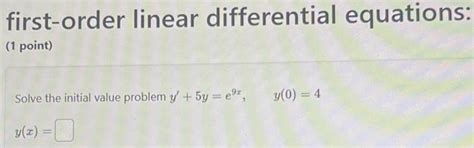 Solved First Order Linear Differential Equations 1 Point