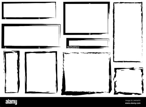 Grunge Frames Set Textured Borders Collection Artistic Rectangle Shapes Vector Illustration