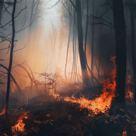 Premium Ai Image Forest Fire Generative Ai