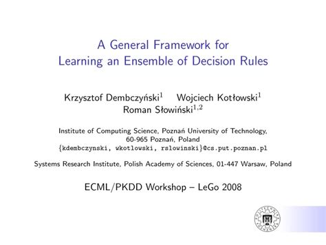 [ppt] A General Framework For Learning An Ensemble Of Decision Rules Powerpoint Presentation