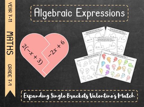 Algebraic Expressions Expanding Single Brackets Valentines Match