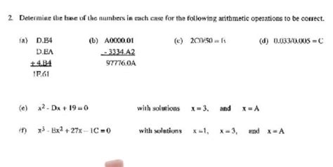 Solved 2 Determine The Base Of The Numbers In Each Case For Chegg Com