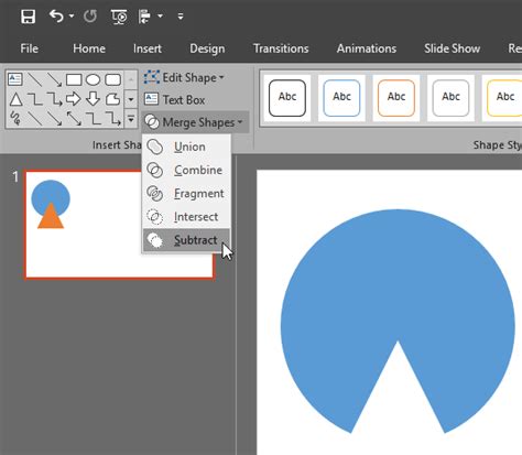 Shape Subtract Command In Powerpoint 2016 For Windows