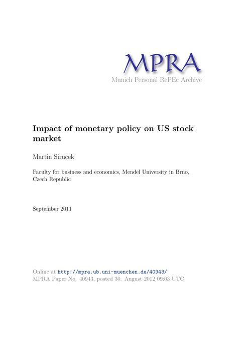Pdf Impact Of Monetary Policy On Us Stock Market