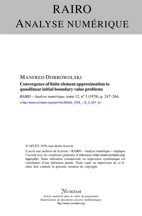 Pdf L ∞ Convergence Of Finite Element Approximation To Quasilinear Initial Boundary Value