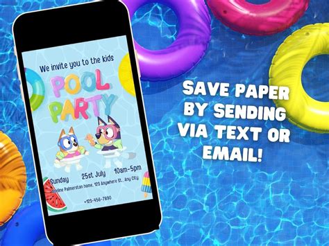 Bluey Pool Party Invitation Bluey Bluey Birthday Pool Party Invitation Bluey Bingo Bluey