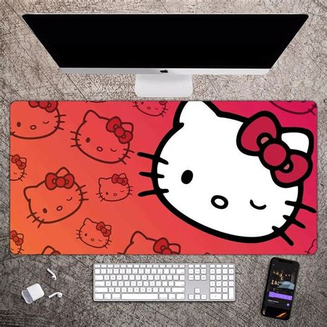 Miniso Hello Kitty Mousepad Large Gaming Compute Gamer Pc Keyboard Mouse Mat Yening