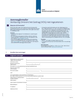 Fillable Online Aanvraagformulier Verklaring Omtrent Het Gedrag VOG Niet Fax Email Print