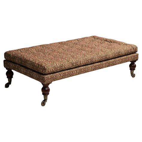 Large Tufted Green Velvet Ottoman By Plantation And Room And Board Circa 2015 For Sale At