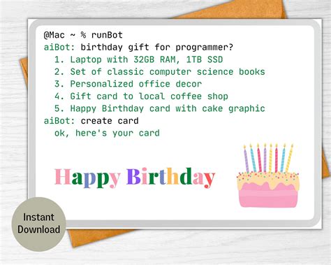 Printable Funny Birthday Card For A Geeky Developer Friend Snarky