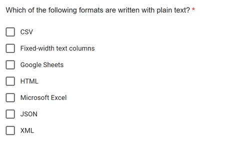 solved which of the following formats are written with plain