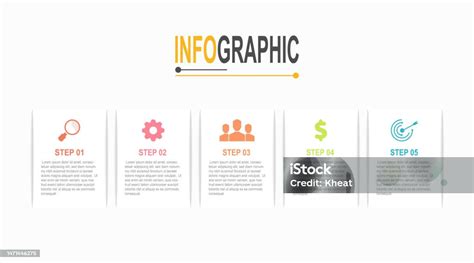 Infographic Chart Rectangle White Template 5 Step Business Data Illustration Stock Illustration