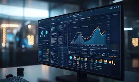 A Computer Monitor Displaying A Dashboard With Charts Graphs And Data Visualizations Premium