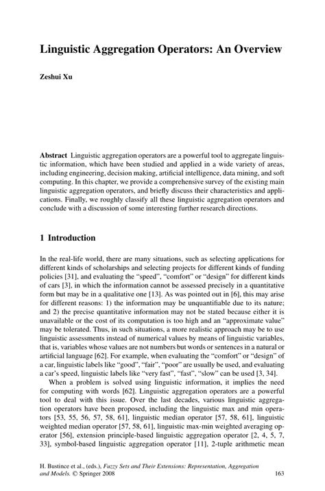 Pdf Linguistic Aggregation Operators An Overview