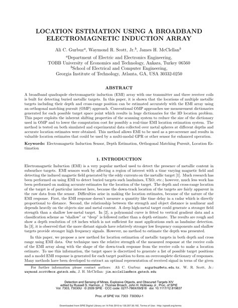 Pdf Location Estimation Using A Broadband Electromagnetic Induction Array
