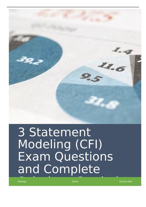 3 Statement Modeling Cfi Exam Questions And Complete Solutions Graded A Financial Modeling