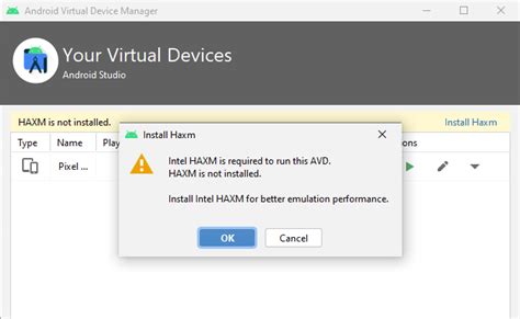 Android Studio Haxm Not Installed Stack Overflow
