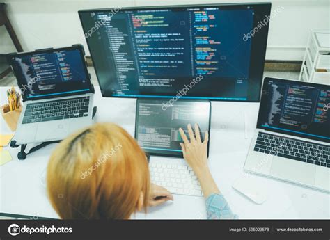 Programmer Coding Programming Software Business Woman Working Computer