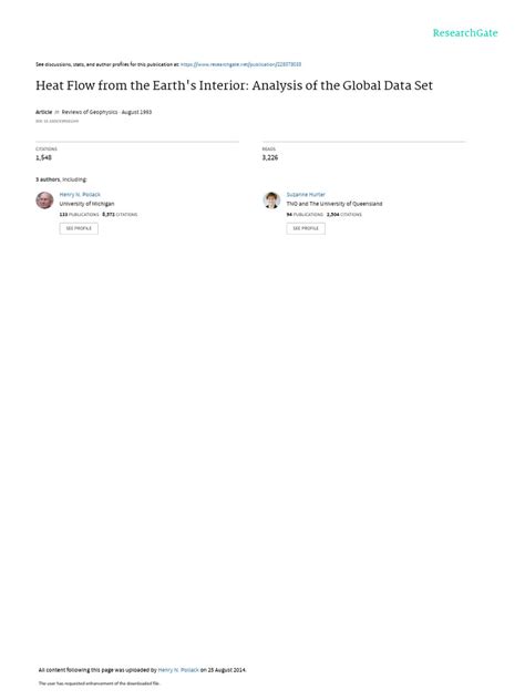 Heat Flow From The Earths Interior Analysis Of The