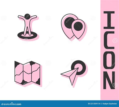 Set Infographic Of City Map Navigation Location With Person Folded And Icon Vector Stock