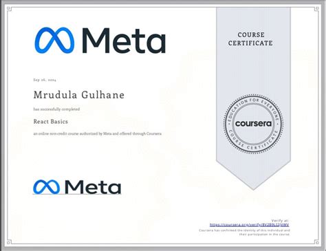 Mrudula Gulhane On Linkedin React Webdevelopment Learning Coursera