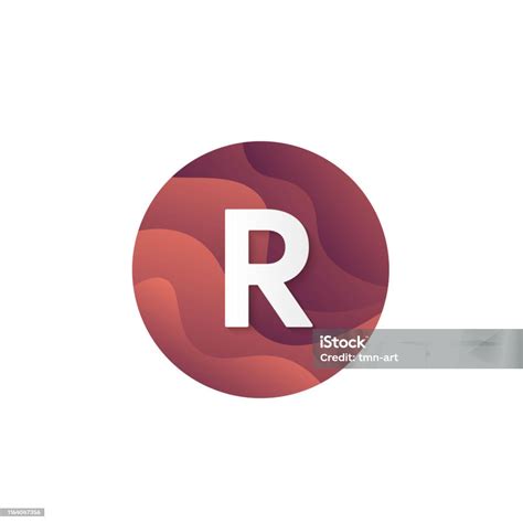 추상 R 문자 로고 원형 모양 회사 간판 레이어 라운드 아이콘 트랜드 로고 타입 벡터 디자인 0명에 대한 스톡 벡터 아트 및