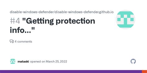 Getting Protection Info · Issue 4 · Disable Windows Defenderdisable Windows Defender