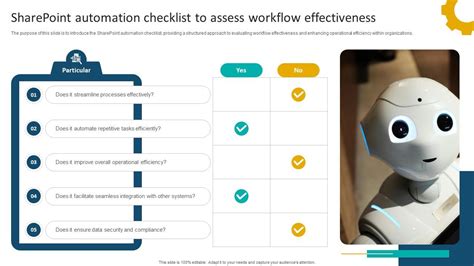 Sharepoint Automation Checklist To Assess Workflow Effectiveness Ppt Sample