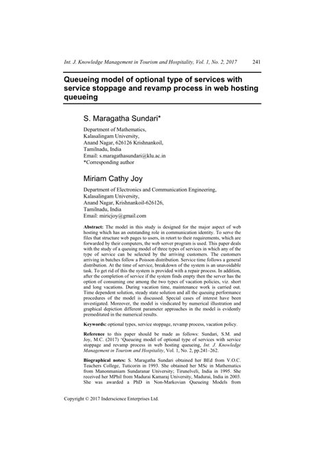 Pdf Queueing Model Of Optional Type Of Services With Service Stoppage And Revamp Process In