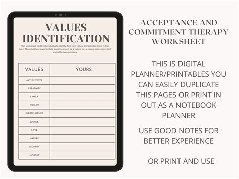 Printable Acceptance Therapy Worksheets Mindfulness Dbt And Act