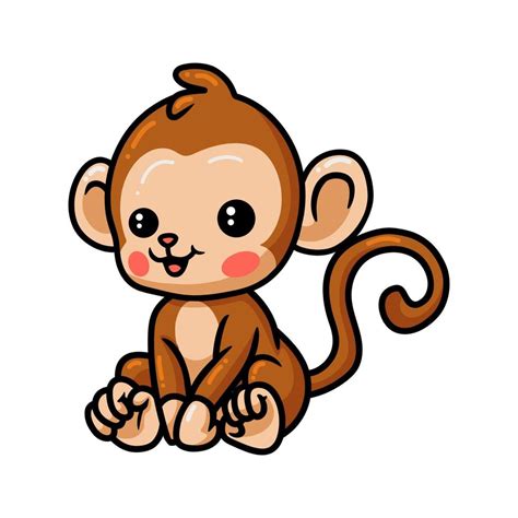 Cute Baby Monkey Cartoon Sitting 9877446 Vector Art At Vecteezy