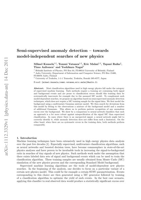 Pdf Semi Supervised Anomaly Detection Towards Model Independent Searches Of New Physics