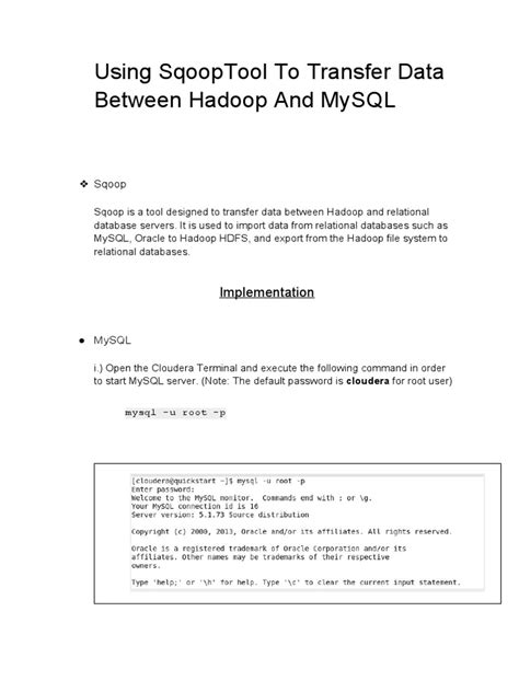 Using Sqooptool To Transfer Data Between Hadoop And Mysql