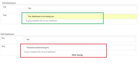 Dashboard Slug Spaces And Hyphens Are Being Ignored Issue 3803