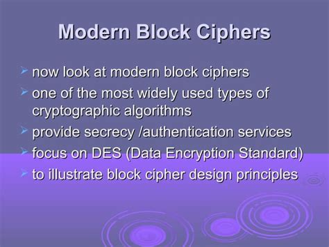 Ch03 Block Cipher And Data Encryption Standard Ppt Programming
