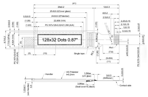 0 87 Inch Slim Oled Display Module 128x32 Pixels I2c Interface White Blue Text