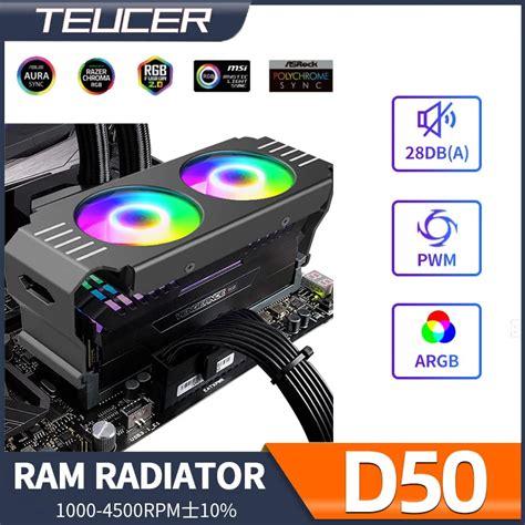 teucer 50mm pwm ddr2 3 4 5 argb ram