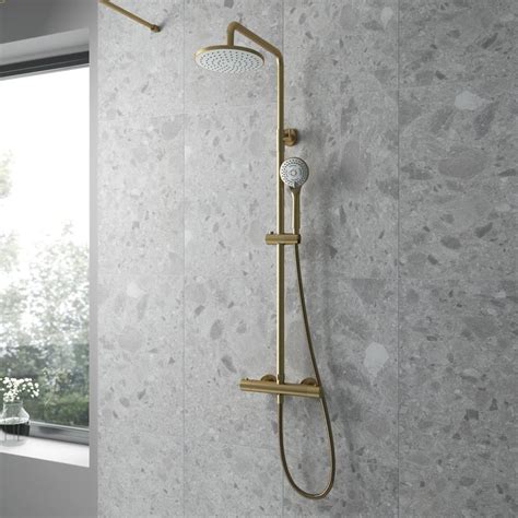 Nuie Round Thermostatic Bar Mixer Shower With Shower Kit And Fixed Head