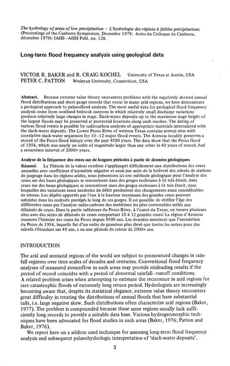 PDF Long Term Flood Frequency Analysis Using Geological Data