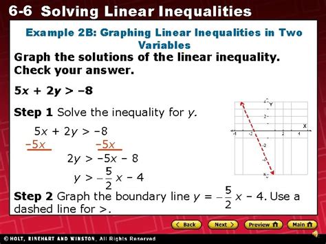 Solving Linear Inequalities A Linear Inequality