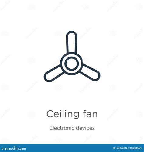 Ceiling Fan Icon Thin Linear Ceiling Fan Outline Icon Isolated On White Background From