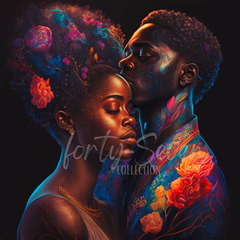 Exquisite Black Love Colorful Digital Image Couple Etsy Black