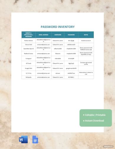 Free 6 Password Templates Samples In Pdf Ms Word