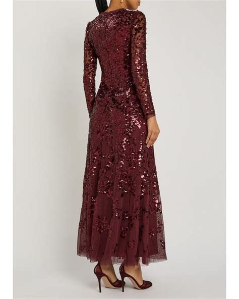 Needle And Thread Rosanna Sequin Embellished Tulle Gown In Red Lyst