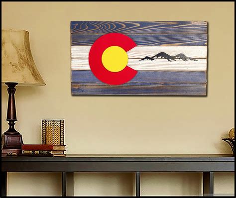 Colorado Wood Flag 9x17 Rustic Style Colorado T Colorado