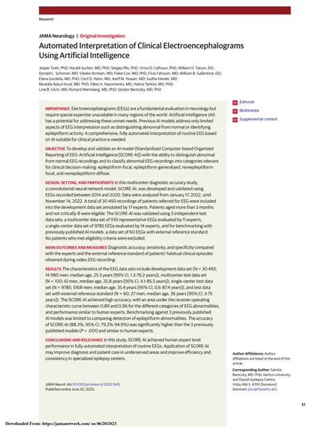 Pdf Automated Interpretation Of Clinical Electroencephalograms Using Artificial Intelligence