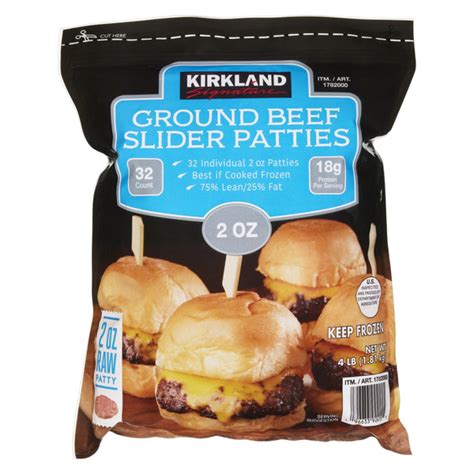 Kirkland Signature Ground Beef Slider Patties 2 Oz 32 Count Same Day