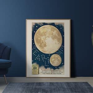 Vintage Moon Poster Antique Moon Print Lunar Print Moon Stars Print Vintage Advertising