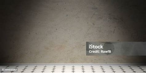레트로 흰색과 검은색 세라믹 타일 바닥 오래 된 회색 시멘트 벽과 흰색 굽 도리 널 복사 공간 3 차원 일러스트 레이 션 0명에 대한 스톡 사진 및 기타 이미지 Istock