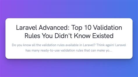 Backpack For Laravel On Linkedin Do You Know All The Validation Rules Think Again 💭 Check Out